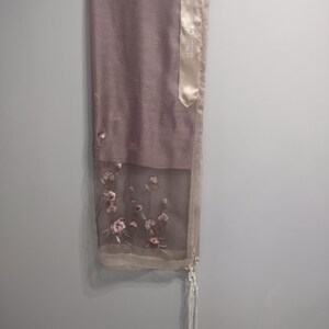 Tallit in Sheer Rose Gold With Embroidered Pink-purple Flowers - Etsy