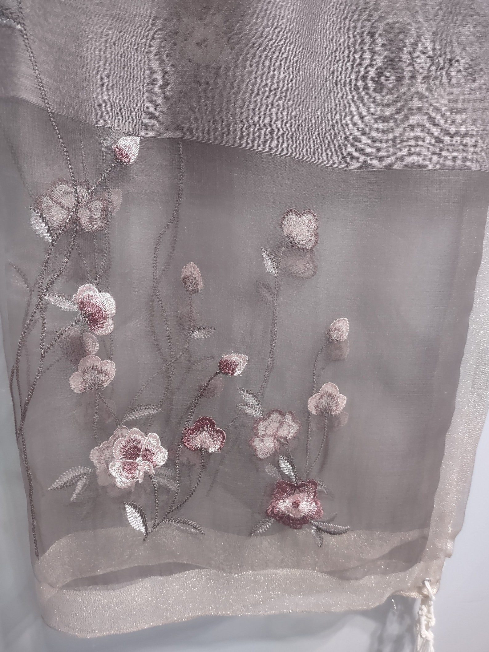 Tallit in Sheer Rose Gold With Embroidered Pink-purple Flowers - Etsy