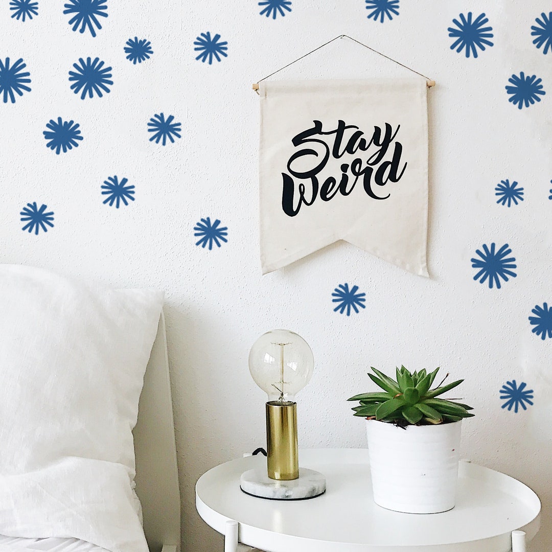 Dainty Floral Decal Set - Vinyl Wall Decals 48" X 12" - Hand Drawn ...