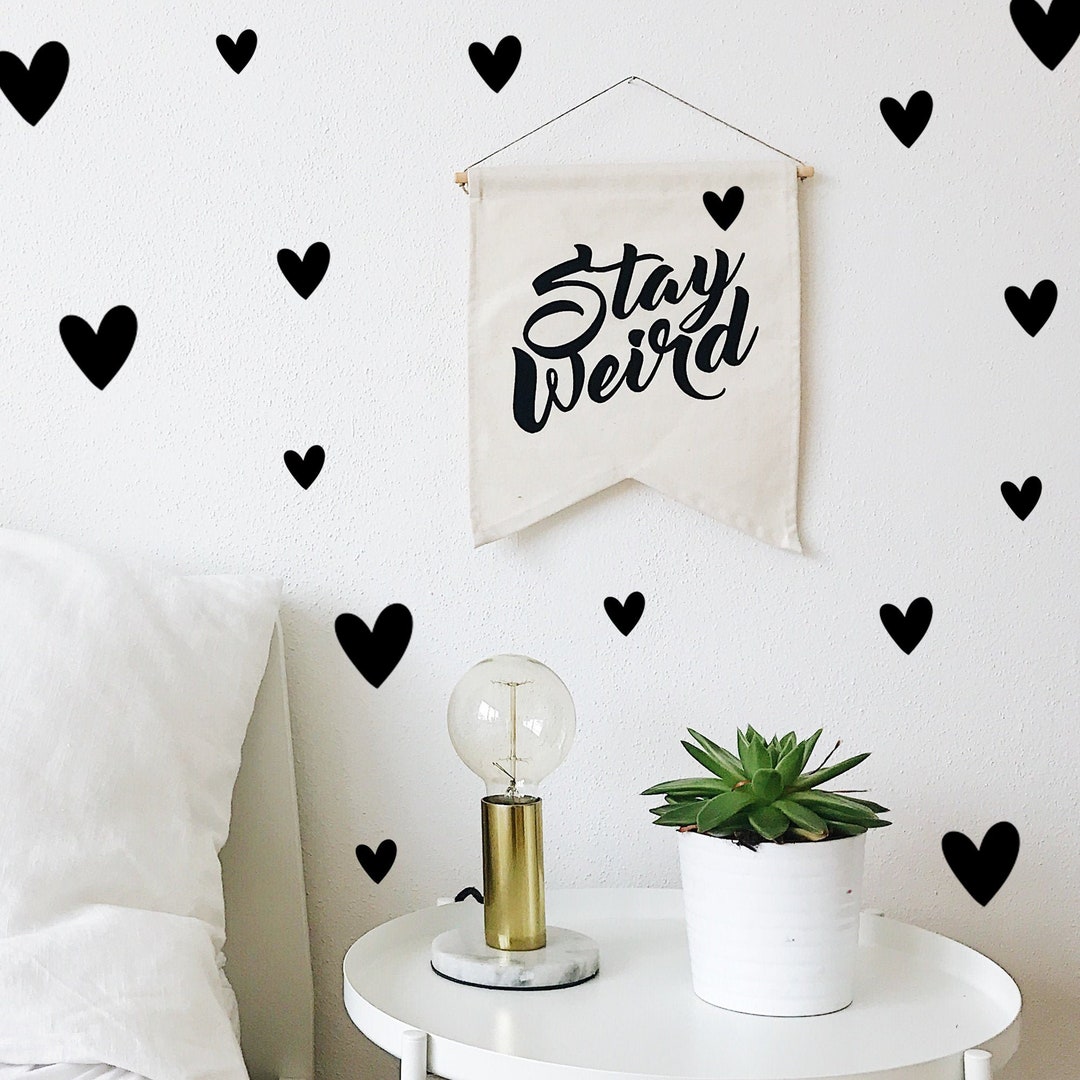 Playful Heart Decal Set Vinyl Wall Decals 48 X 12 Sketched Heart Wall ...