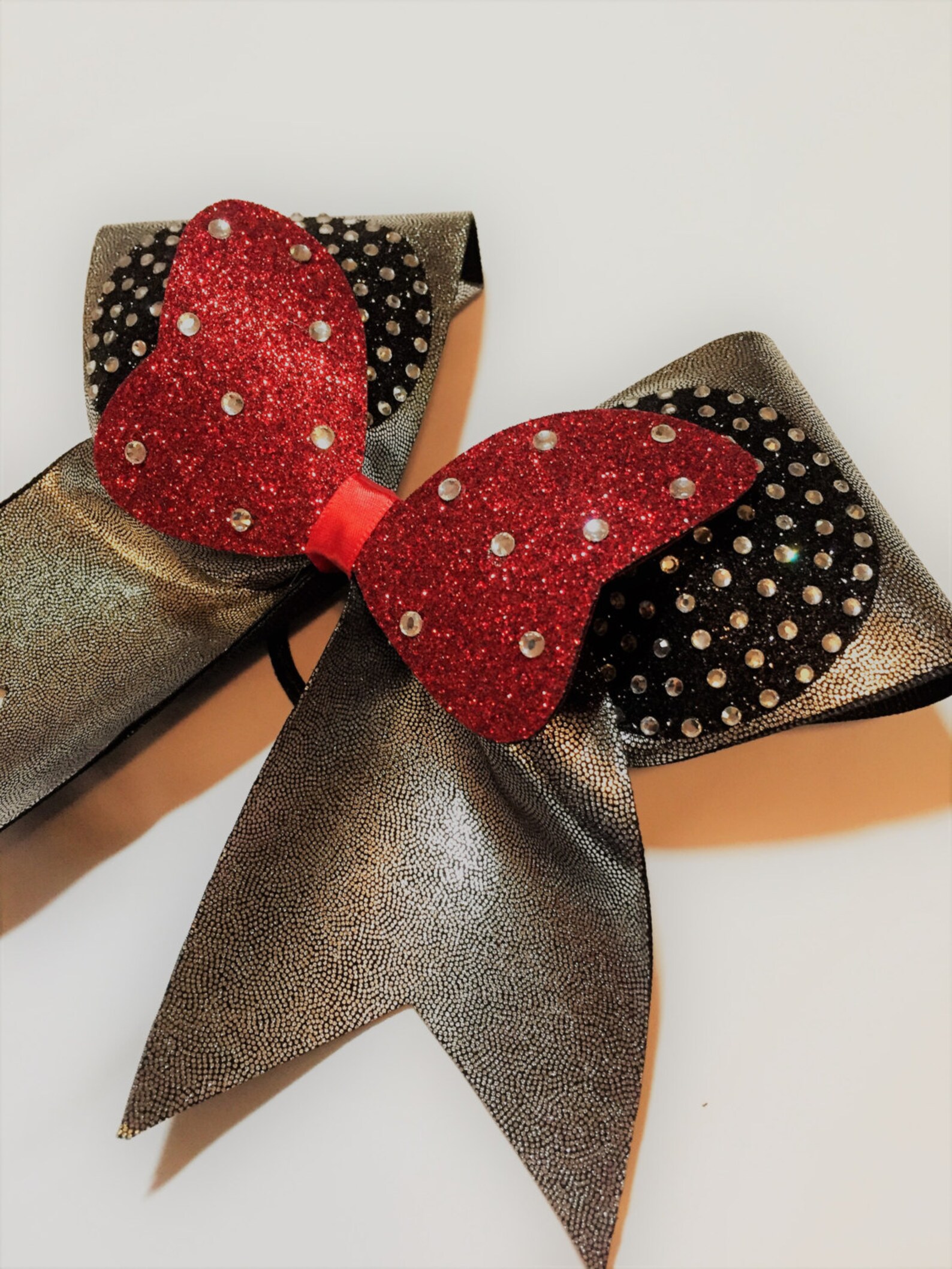 Disney Inspired Minnie Mouse Cheer Bow With Rhinestone Ears and Red ...