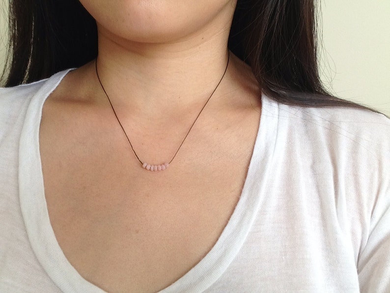 SEVEN Pink Opal Stone Silk String NECKLACE or BRACELET - Intention ...