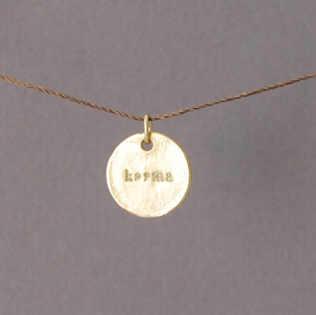 Gold or Silver Karma Circle Disc String NECKLACE or BRACELET Intention ...