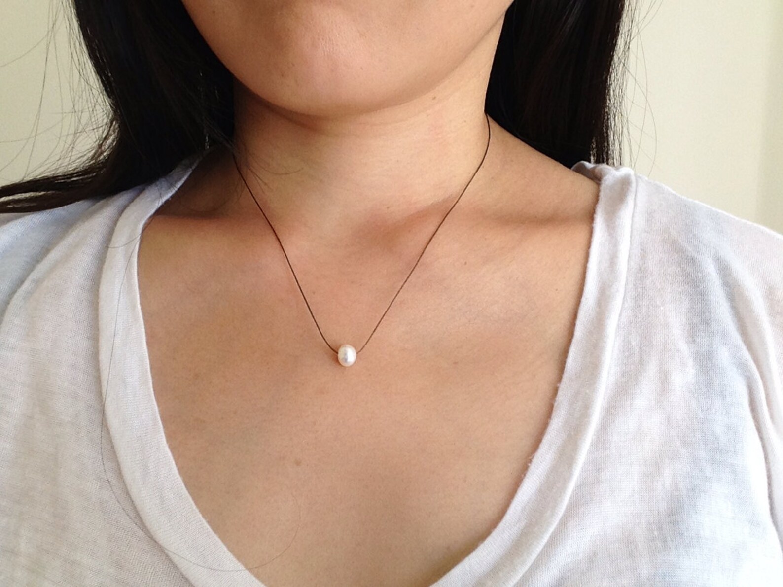 White Freshwater PEARL Silk String NECKLACE or BRACELET | Etsy