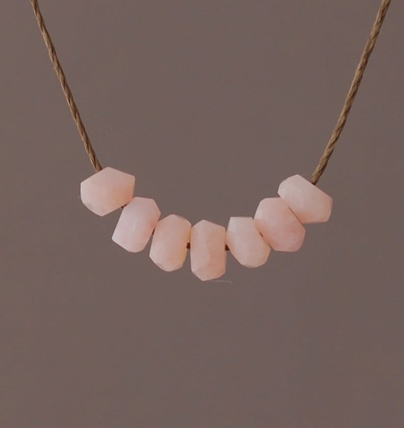 SEVEN Pink Opal Stone Silk String NECKLACE or BRACELET - Intention ...