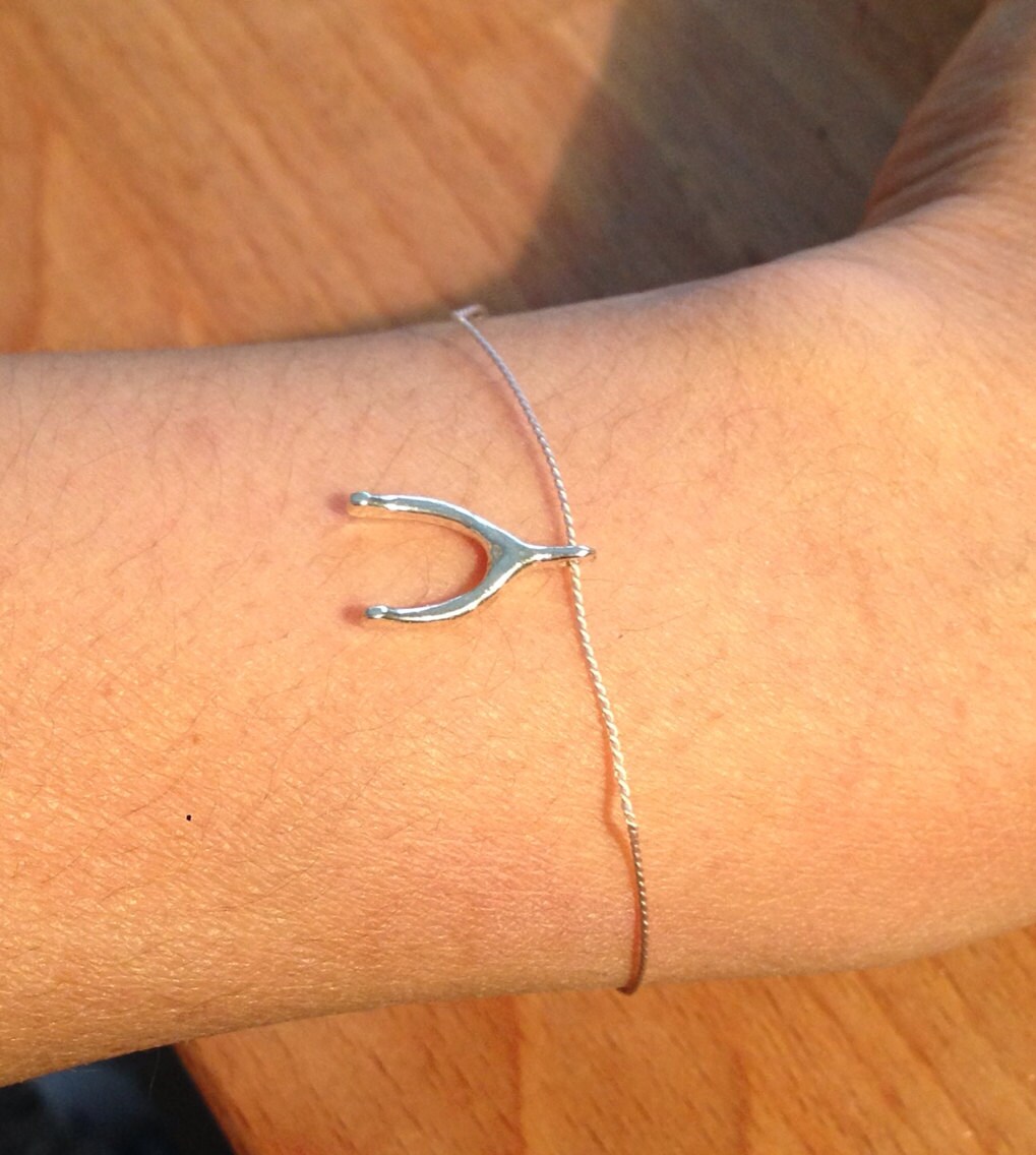 Gold or Silver Wishbone Wish String NECKLACE or BRACELET - Simple ...