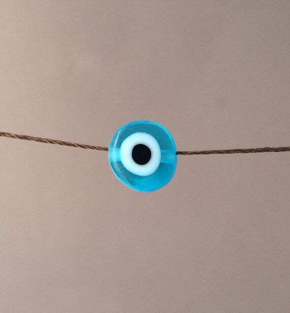 Light Blue Evil Eye Silk String NECKLACE or BRACELET | Etsy