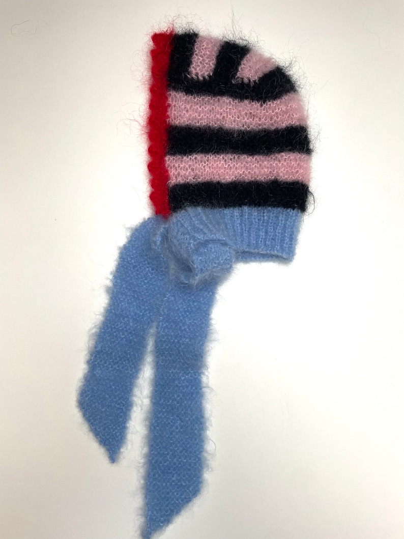 Super Soft Handmade Knitted Mohair & Alpaca Stripy Bonnet Hood Hat - Etsy