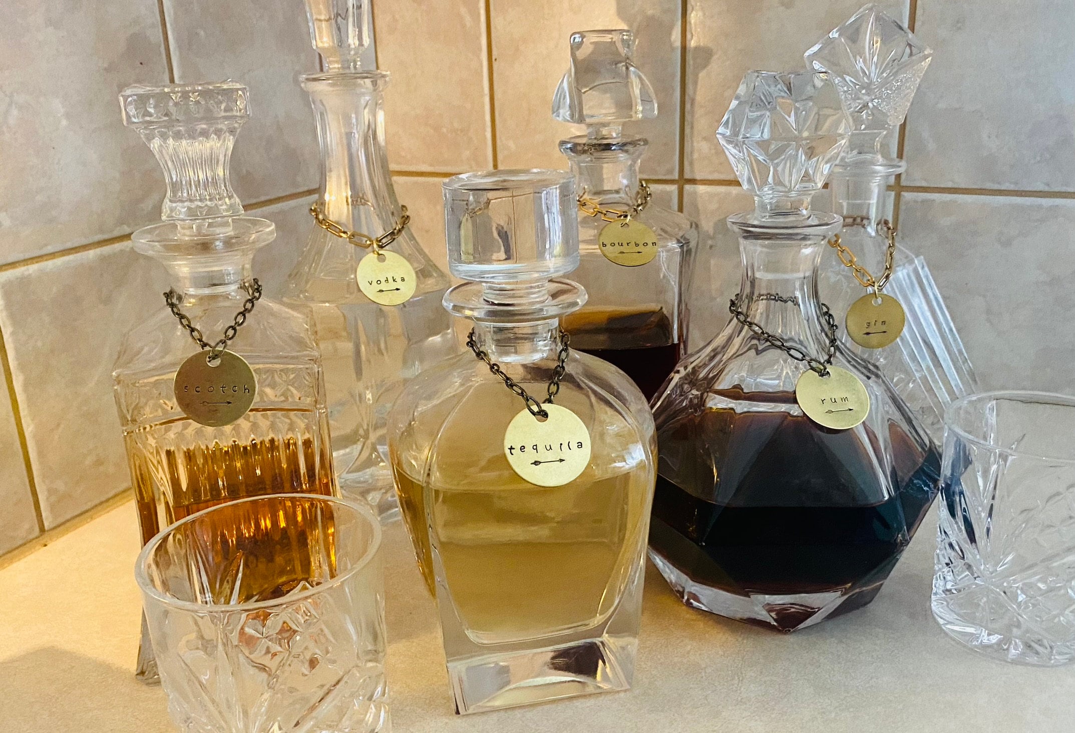 Custom Liquor Decanter Tags Label Your Entire Bar Alcohol & Mixers Hand ...