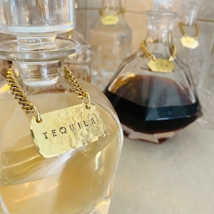 Liquor Decanter Tags | Customizable Hand-stamped Hammered Thick Brass ...