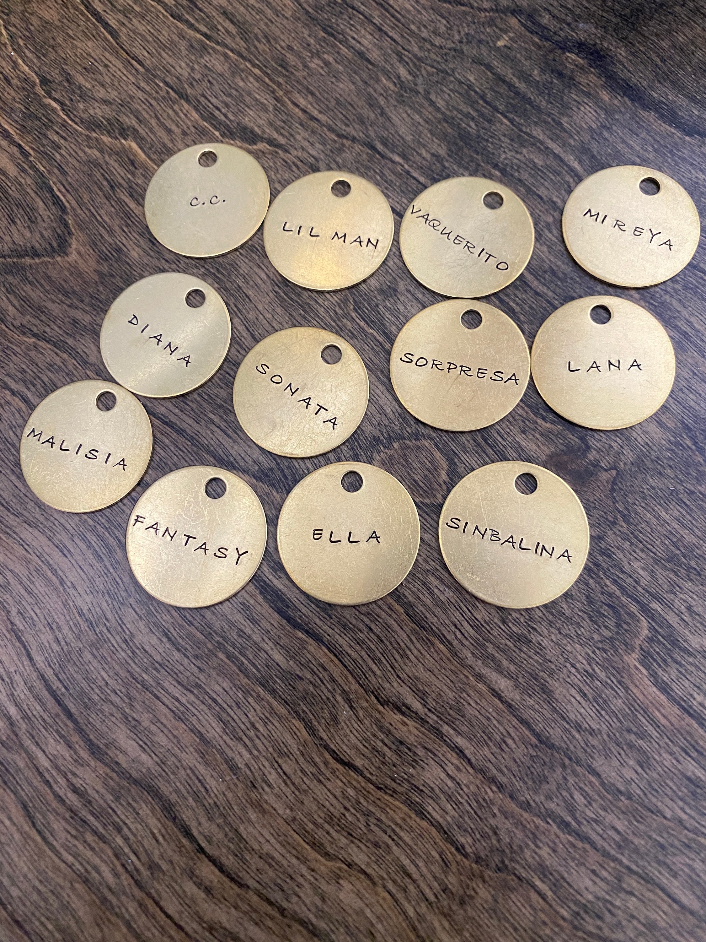 Custom Key Tags Text on Both Sides 100% Brass Hand Stamped Label Your ...