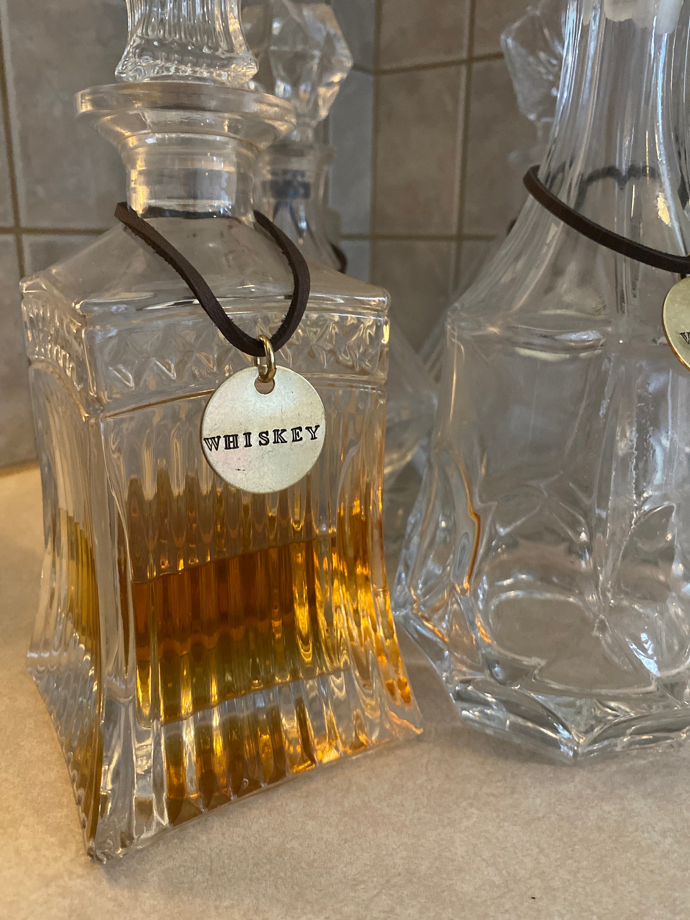 5 Pack of Liquor Decanter Tags | Hand-stamped Brass Round Alcohol ...