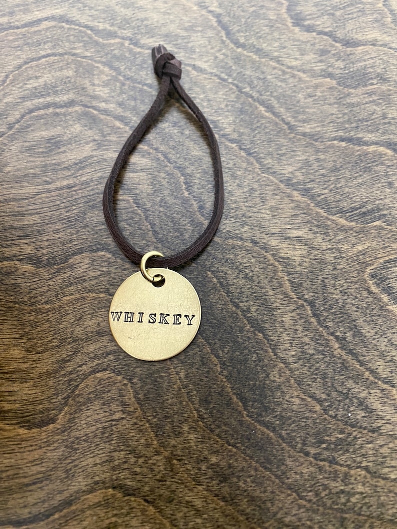 5 Pack of Liquor Decanter Tags | Hand-stamped Brass Round Alcohol ...