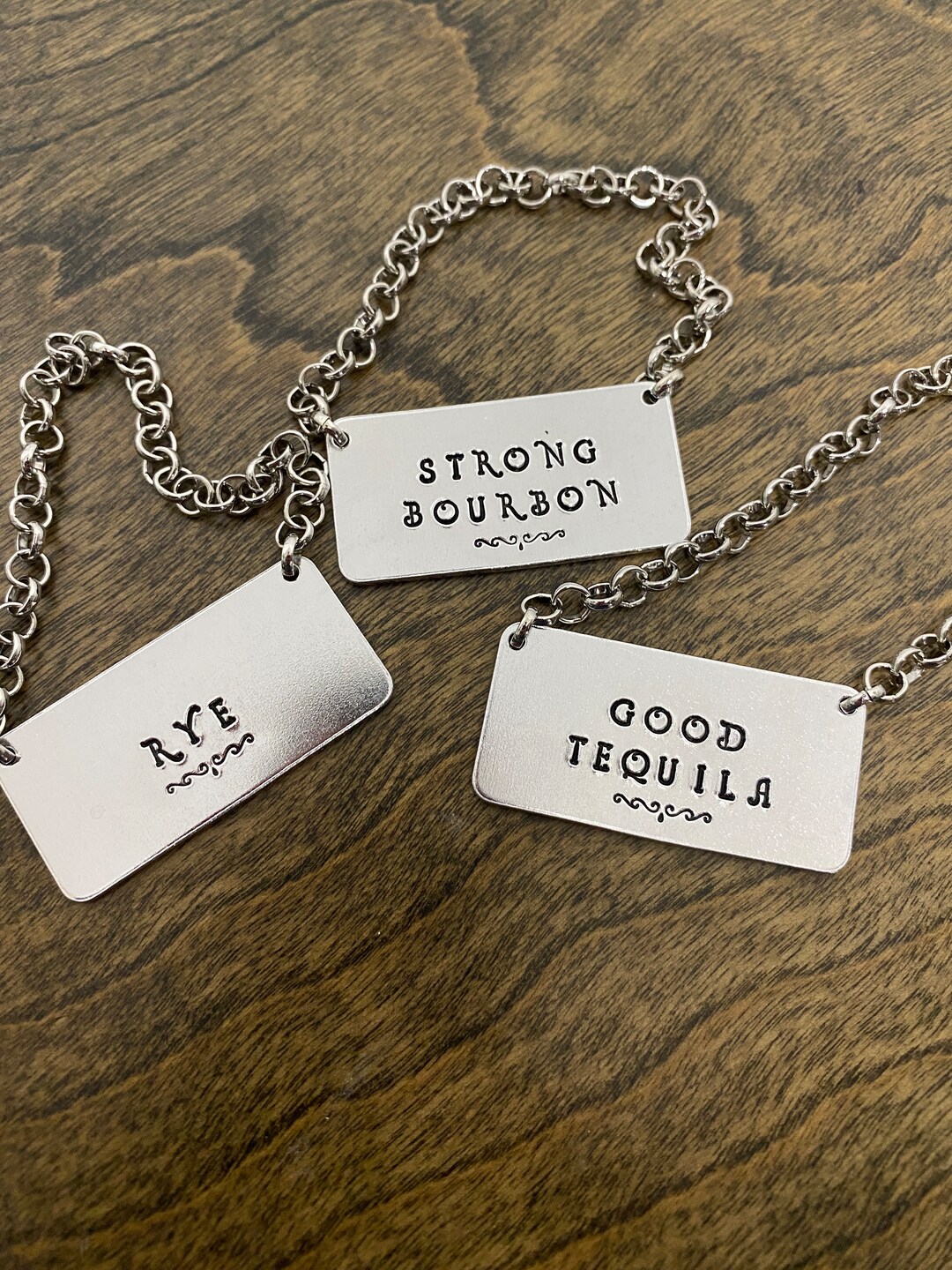 Individual Decanter Tags | Silver Color | Rectangle Bar Tap & Liquor ...