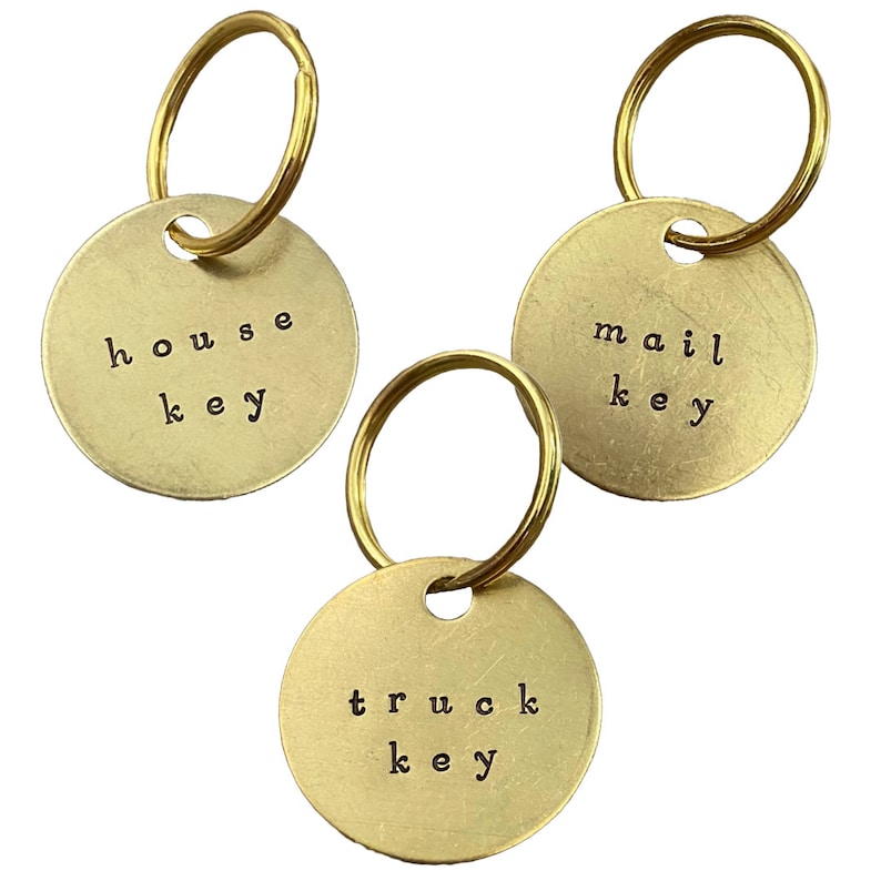 Brass Key Labels Identify Your Keys Key Markers Metal Keychain Ids Hand ...