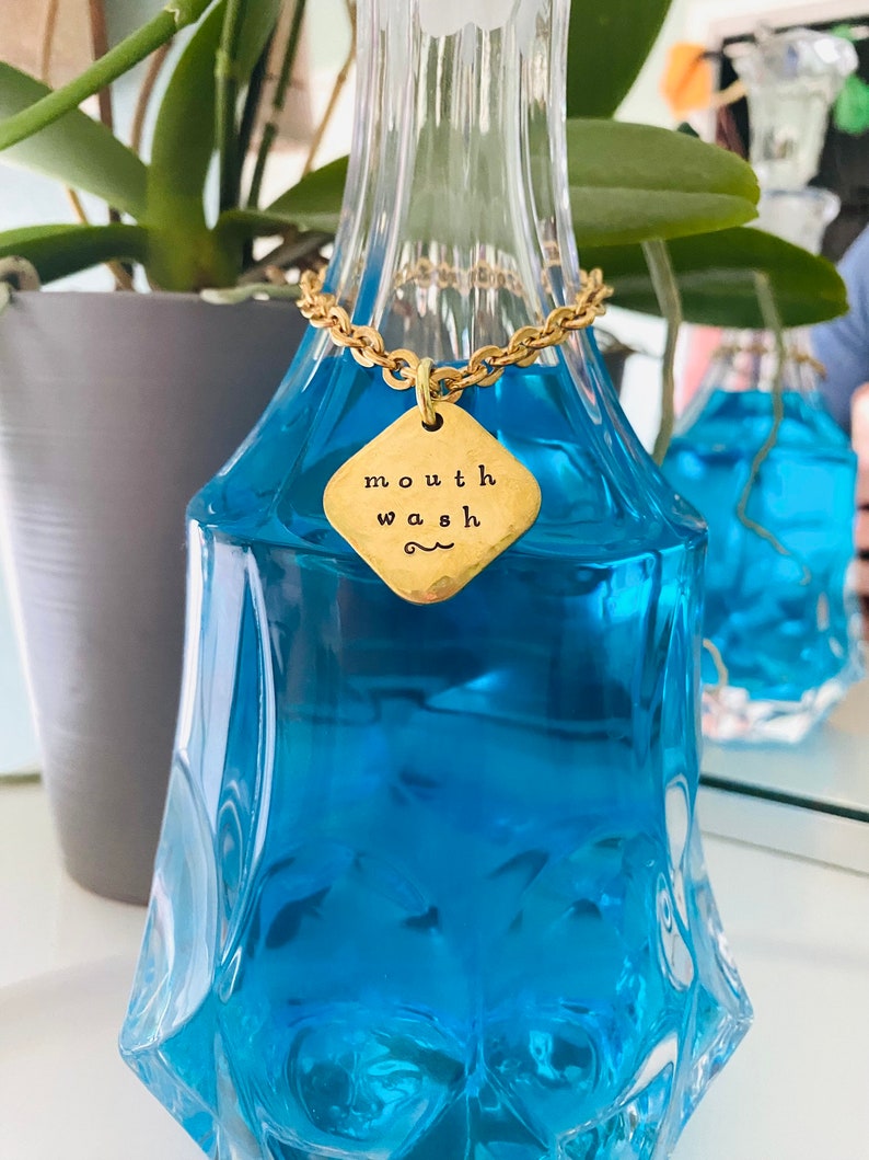 Mouthwash Label Decanter Bottle Tag | Hand-stamped Thick Brass Label ...