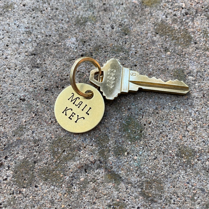 Gold Mail Key Label Mark Your Mailbox Keys 100% Brass Key Tag ...