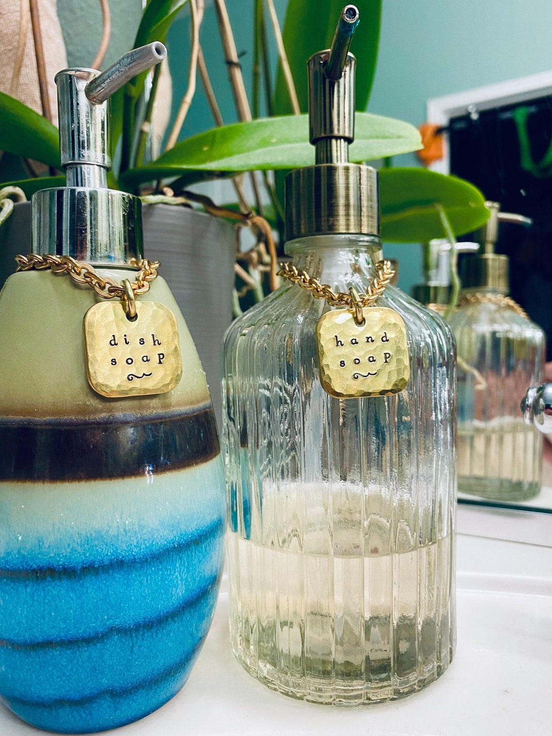 THICK Dish & Hand Soap Dispenser Labels | Hand-stamped Highest Quality ...