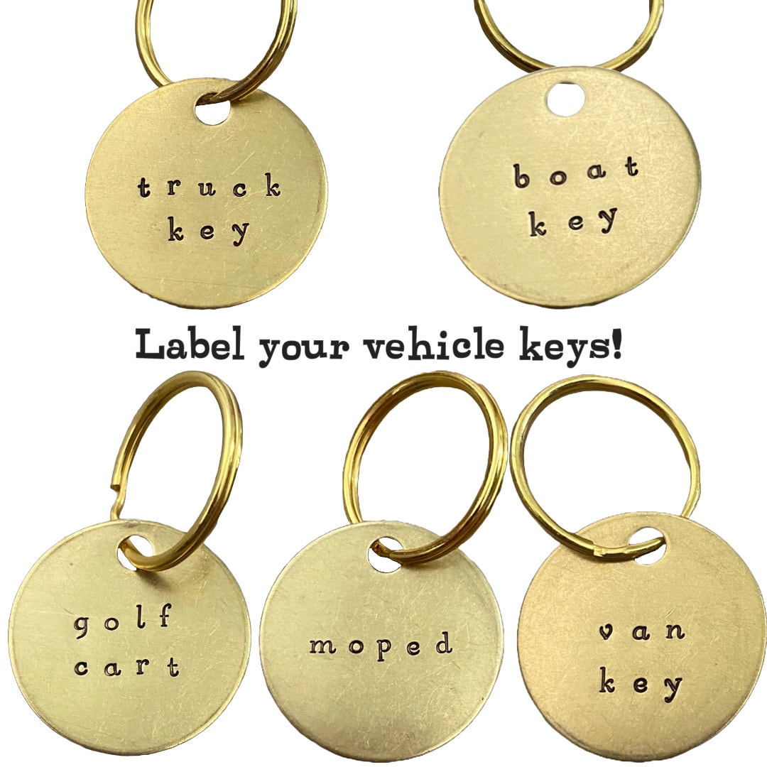 Brass Key Labels Identify Your Keys Key Markers Metal Keychain Ids Hand ...