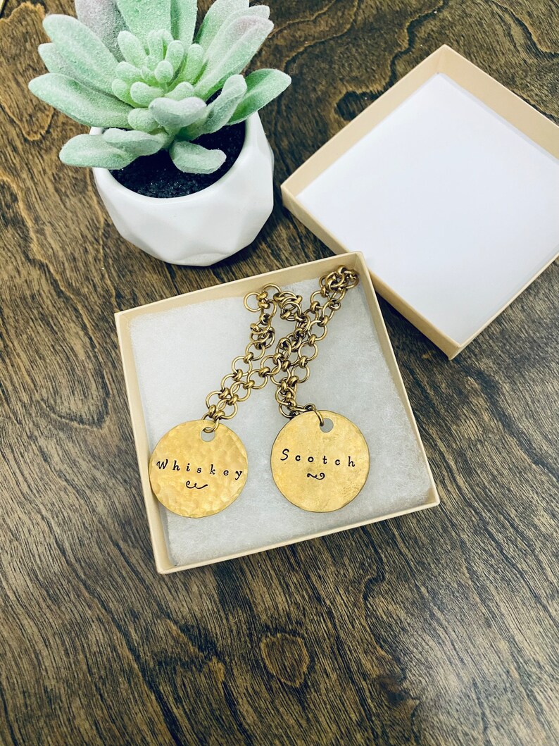 Liquor Decanter Tags Customizable Sets Hand-stamped Hammered - Etsy