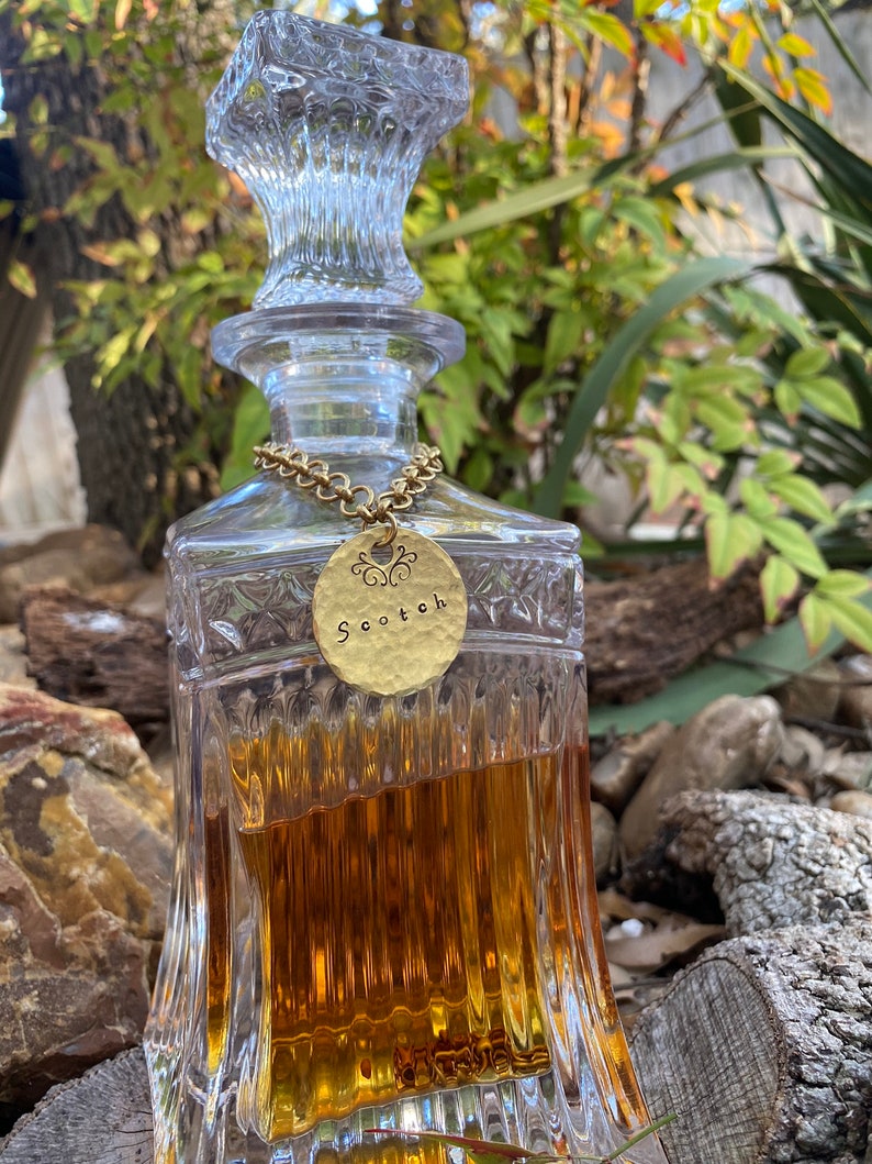 Liquor Decanter Tags Customizable Sets Baroque Hand-stamped Hammered ...