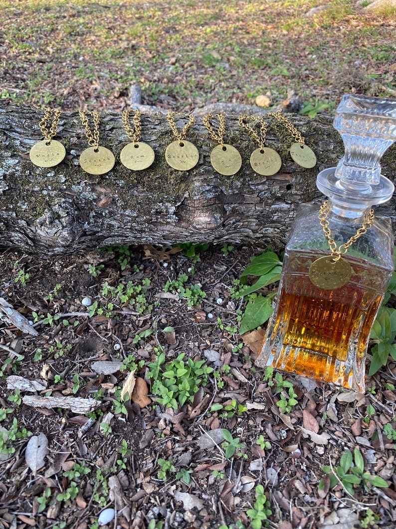 Liquor Decanter Tags Customizable Sets Hand-stamped Hammered - Etsy