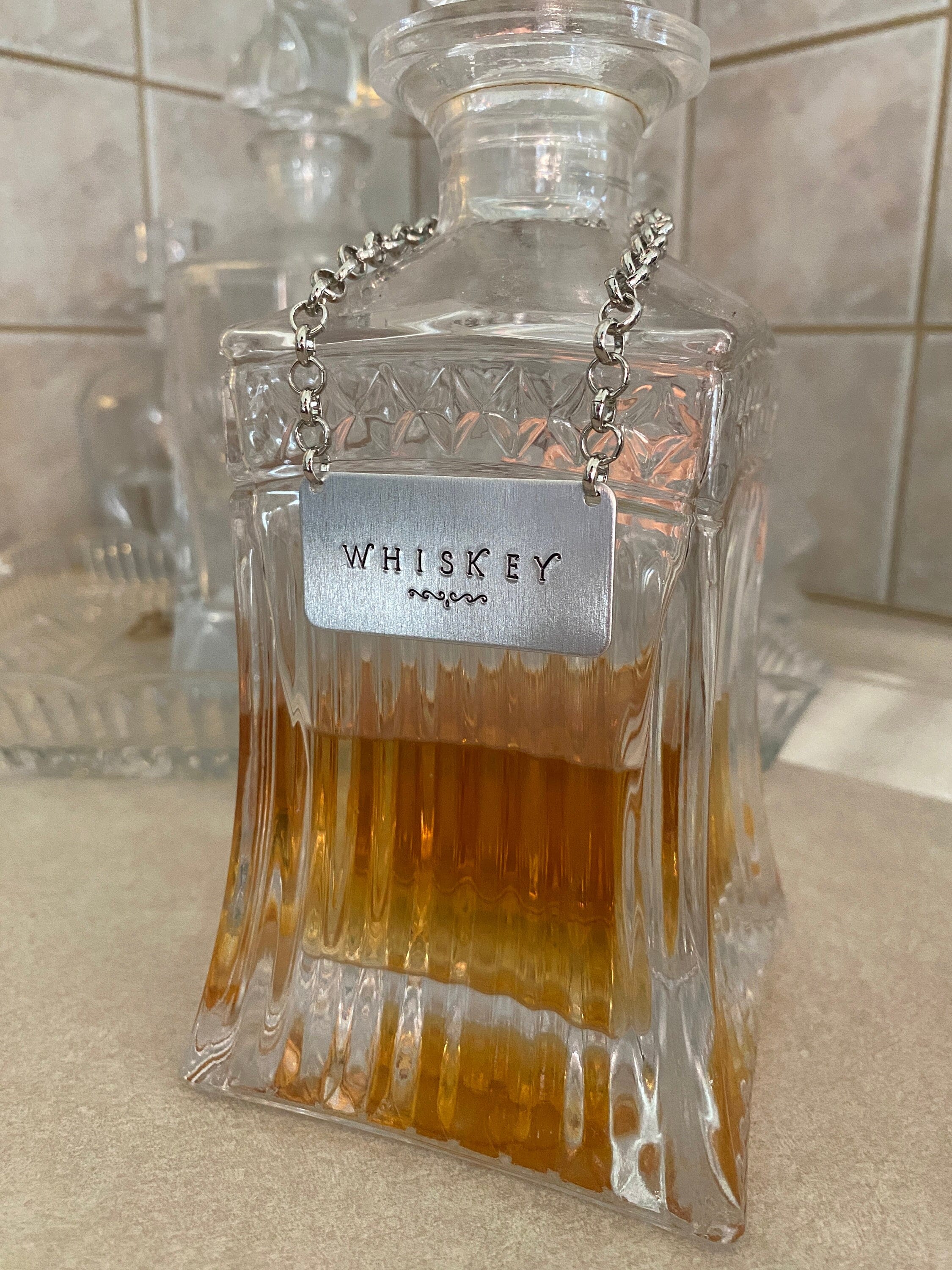 Custom Decanter Tags in Silver Color | Handmade / Hand Stamped | Metal ...