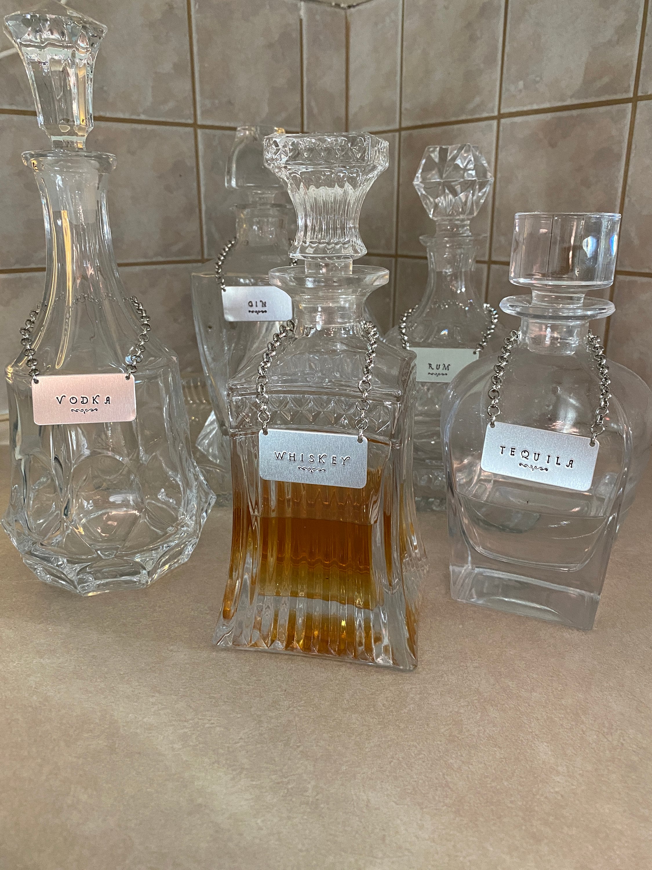 Custom Decanter Tags in Silver Color | Handmade / Hand Stamped | Metal ...