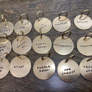 Custom Key Tags - Text on Both Sides, Brass Hand-stamped, Double-sided ...