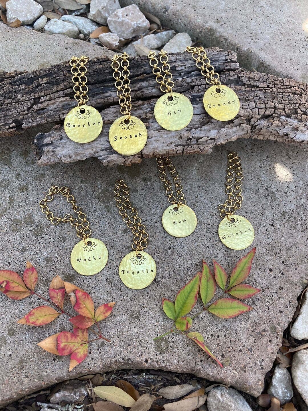 Full Set of 8 Liquor Decanter Tags | Baroque Hand-stamped Hammered ...