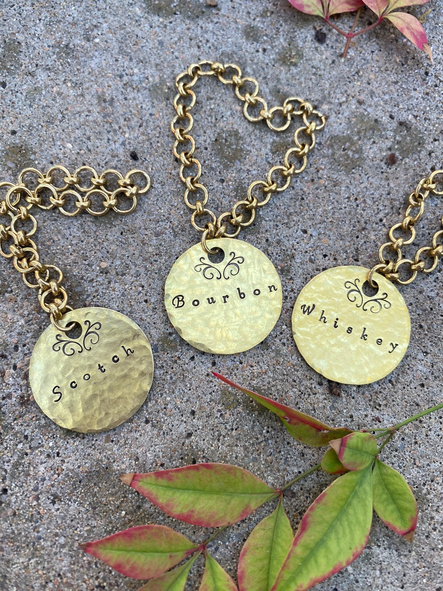 Liquor Decanter Tags Customizable Sets Baroque Hand-stamped Hammered ...