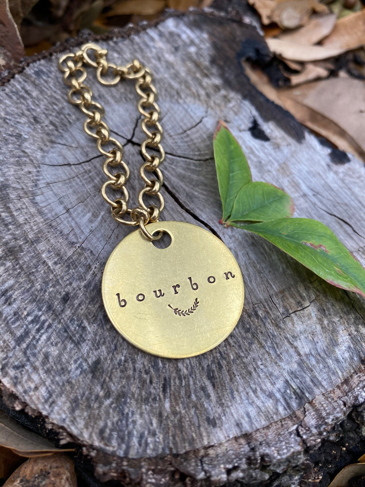 Liquor Decanter Tags Customizable Sets Olive Leaf Hand-stamped Brass ...