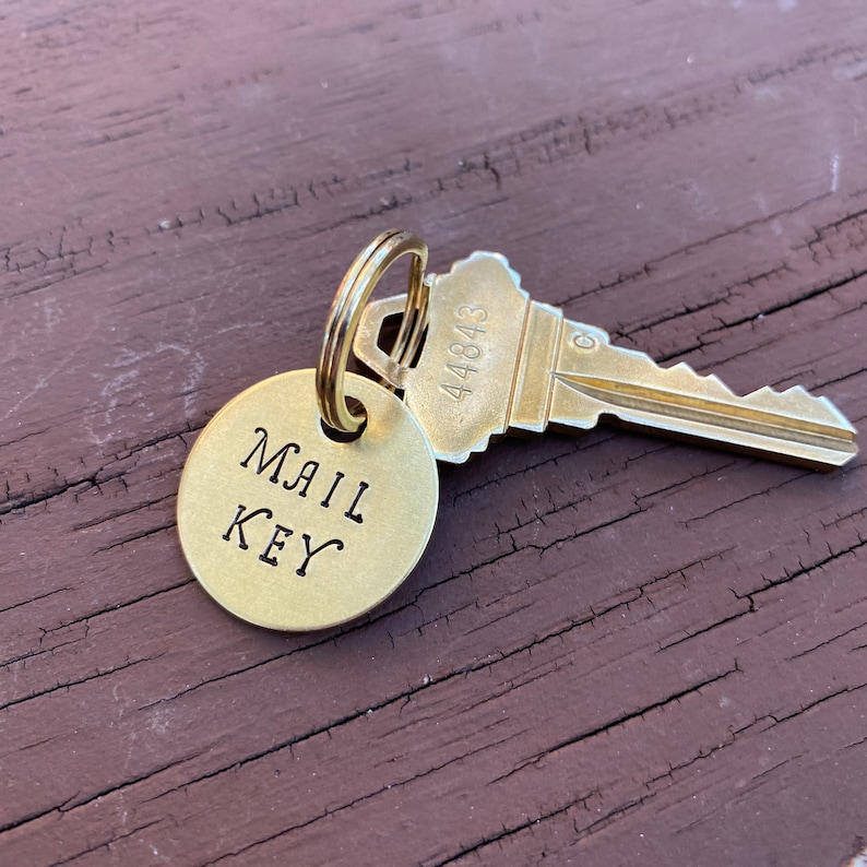 Gold Mail Key Label - Mark Your Mailbox Keys - 100% Brass Key Tag ...