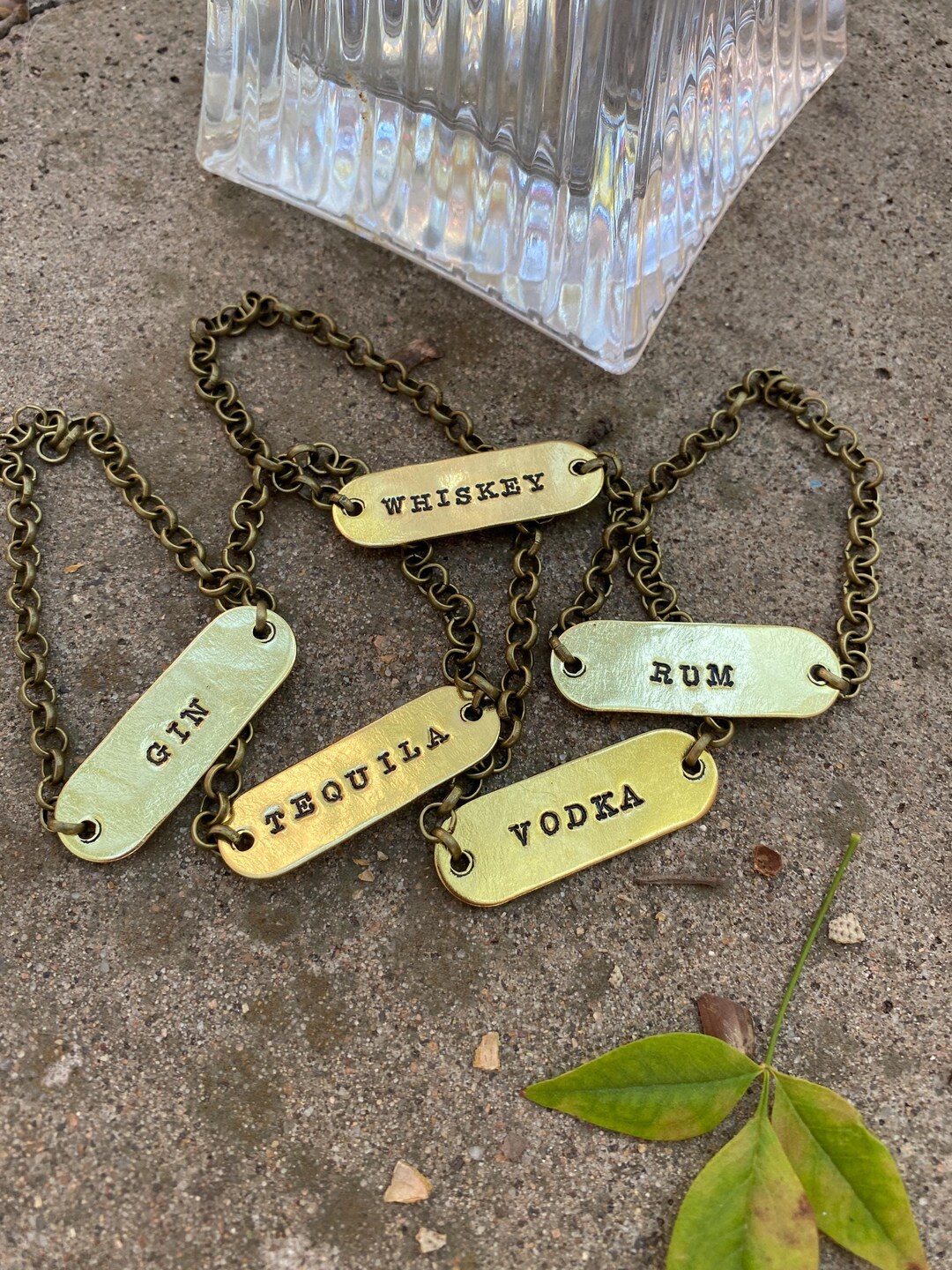 Decanter Tags Set of 5 | Liquor Labels | All Metal | Oval Bar Hand ...
