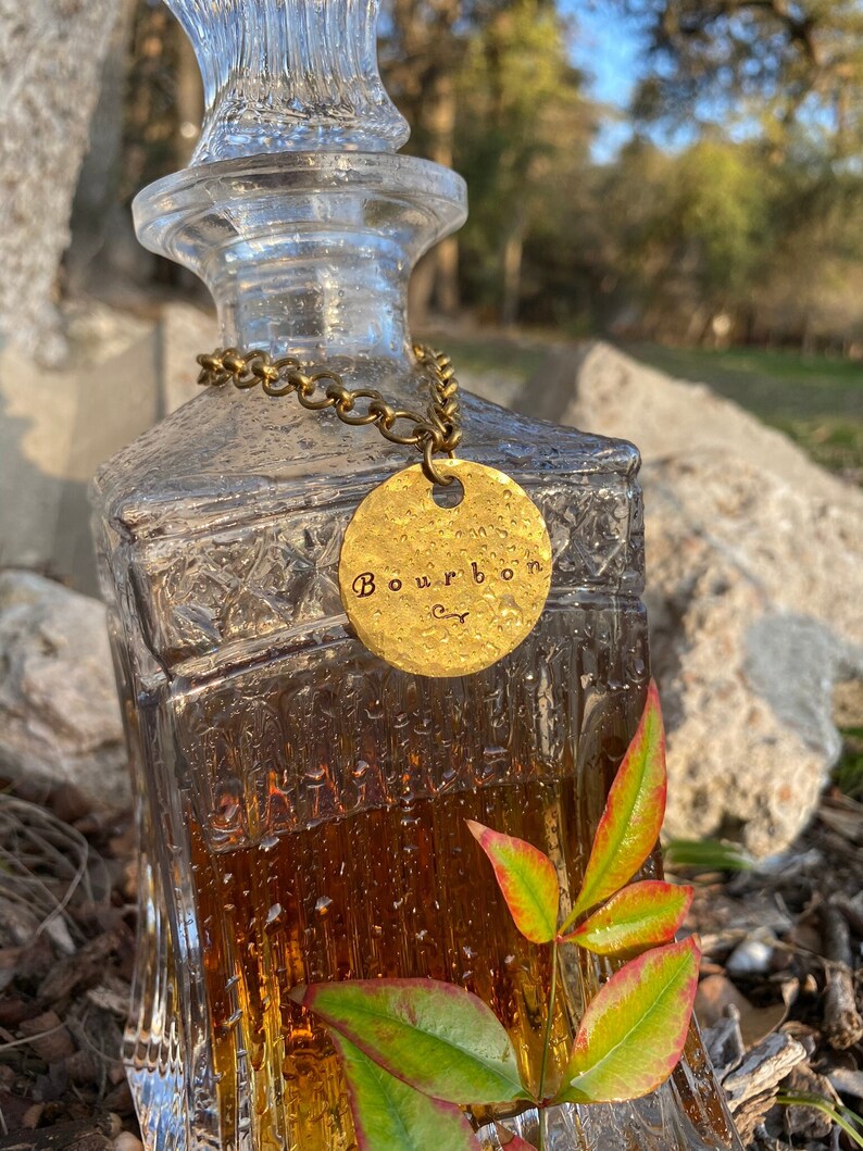 Liquor Decanter Tags Customizable Sets Hand-stamped Hammered - Etsy