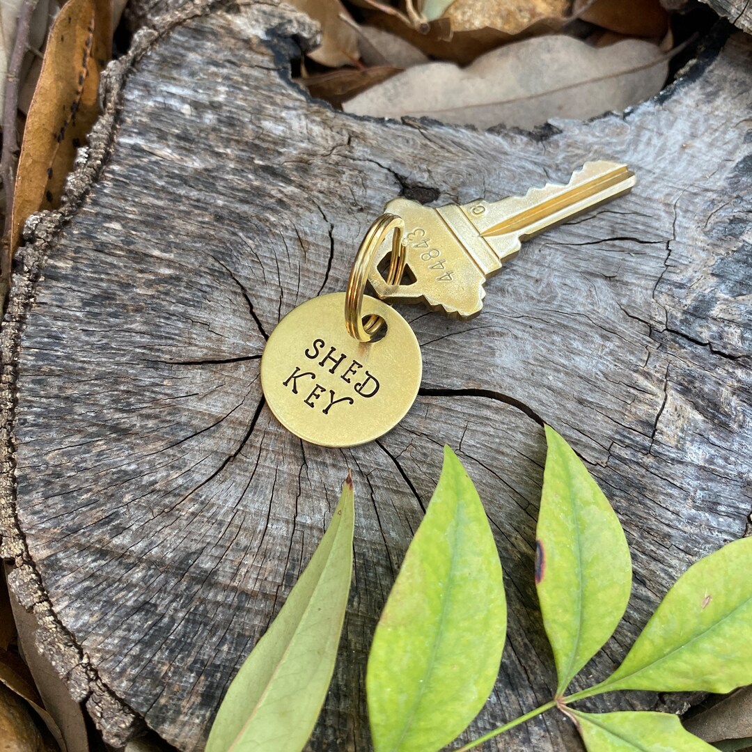 Shed Key Label - Identify Your Toolshed Keys - Gold Color Brass Key Tag ...