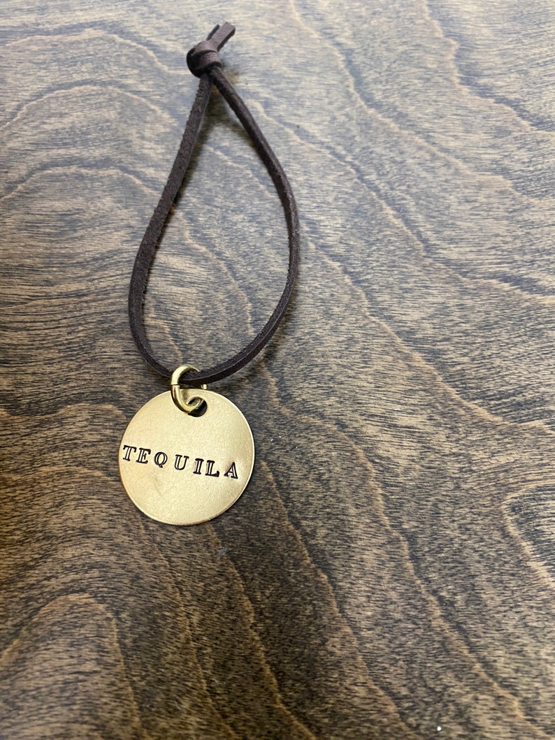 5 Pack of Liquor Decanter Tags Hand-stamped Brass Round Alcohol Labels ...