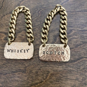 Liquor Decanter Labels Tags- Set of 7 Thick Heavy Hand-stamped Hammered ...