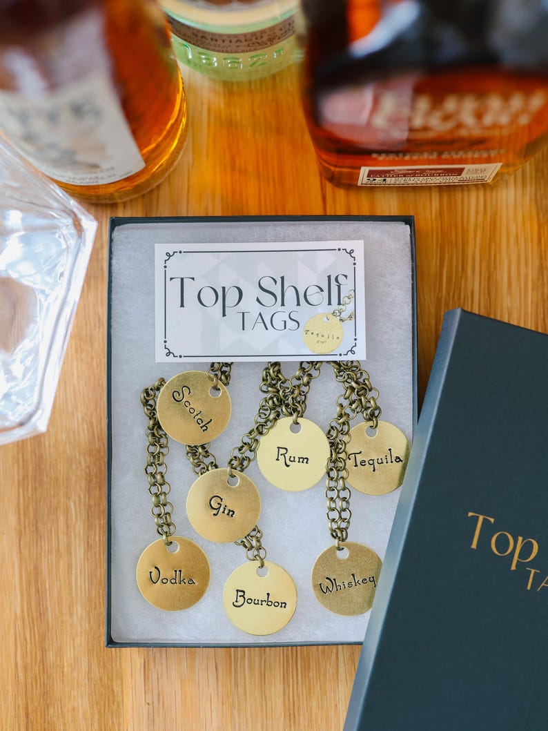 Liquor Decanter Labels Set of 7 | Alcohol Bottle Tags | Minimalist Hand ...
