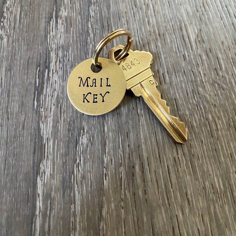 Gold Mail Key Label - Mark Your Mailbox Keys - 100% Brass Key Tag ...