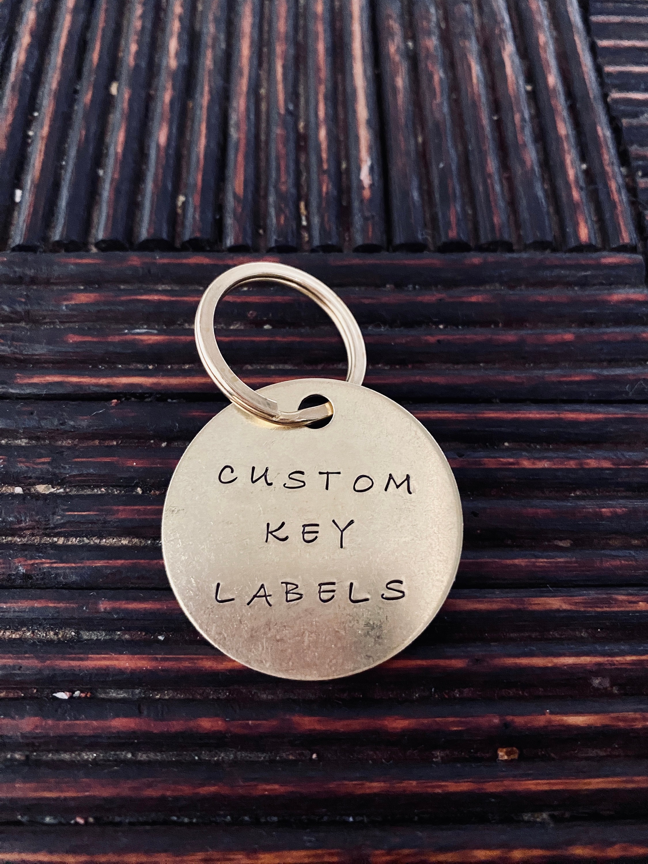 Custom Key Tags Text on Both Sides 100% Brass Hand Stamped Label Your ...