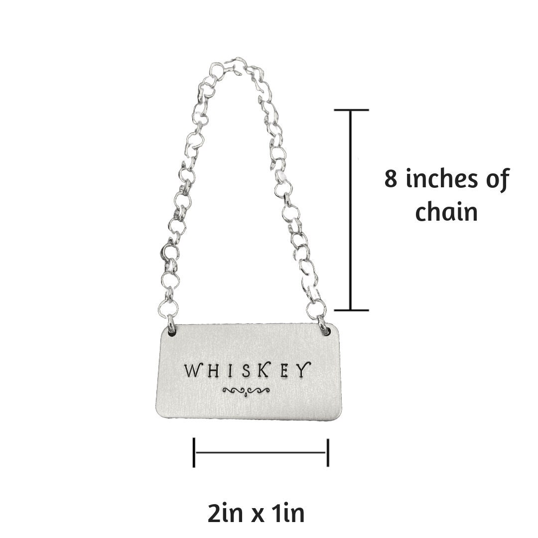 Custom Decanter Tags in Silver Color Handmade / Hand Stamped Metal ...
