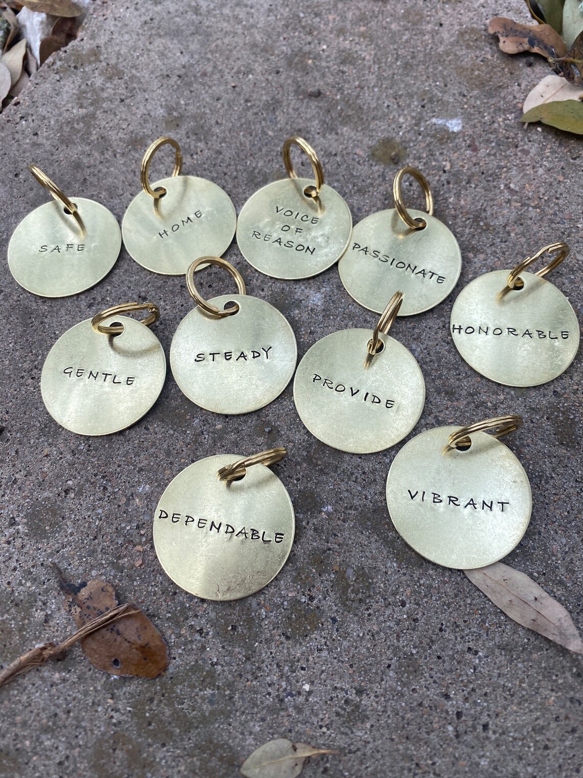Custom Key Tags Text on Both Sides 100% Brass Hand Stamped Label Your ...