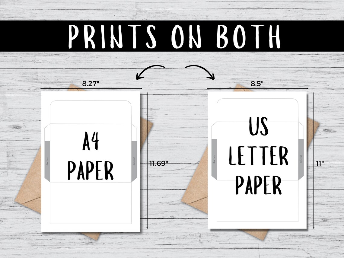 Printable Envelope Template, A7 Size for 5"x7" Greeting Cards, PDF/JPG ...
