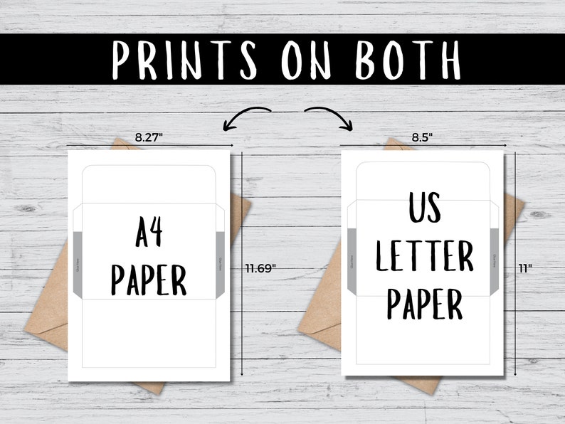 Printable Envelope Template, A7 Size for 5"x7" Greeting Cards, PDF/JPG ...