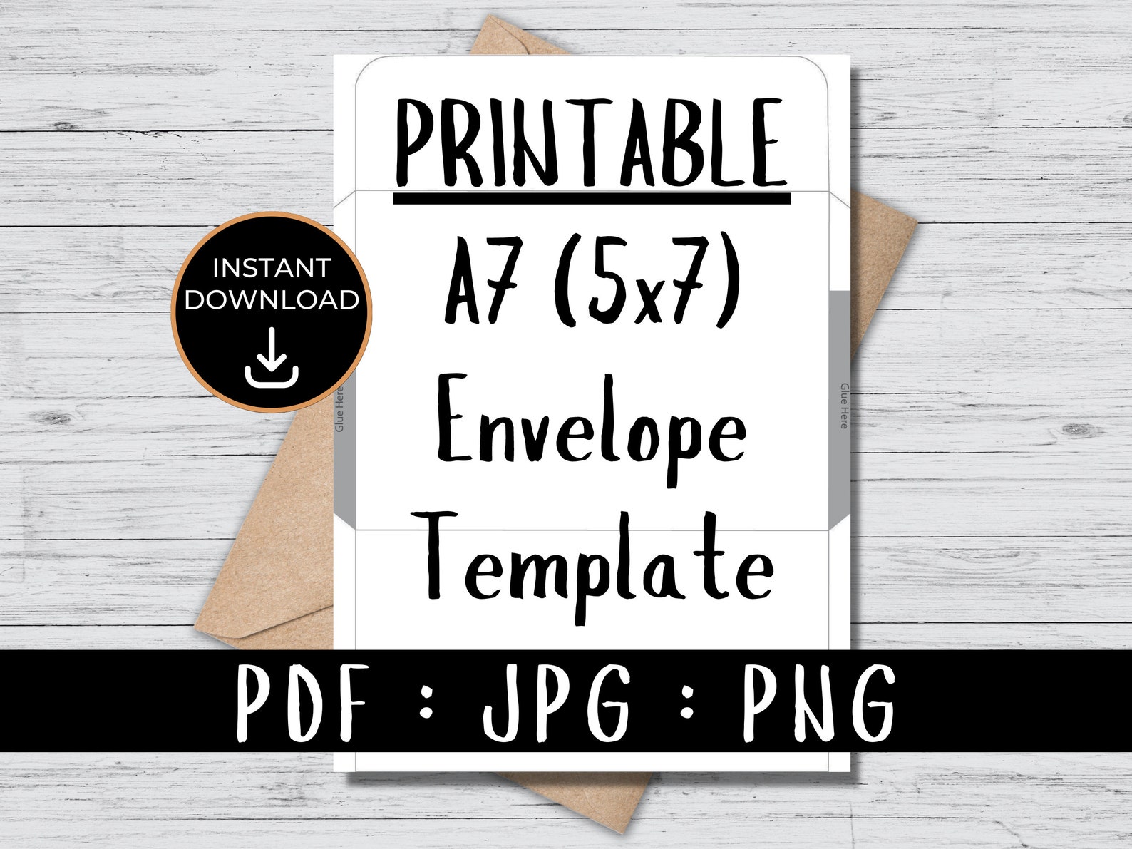 Printable Envelope Template, A7 Size for 5"x7" Greeting Cards, PDF/JPG ...