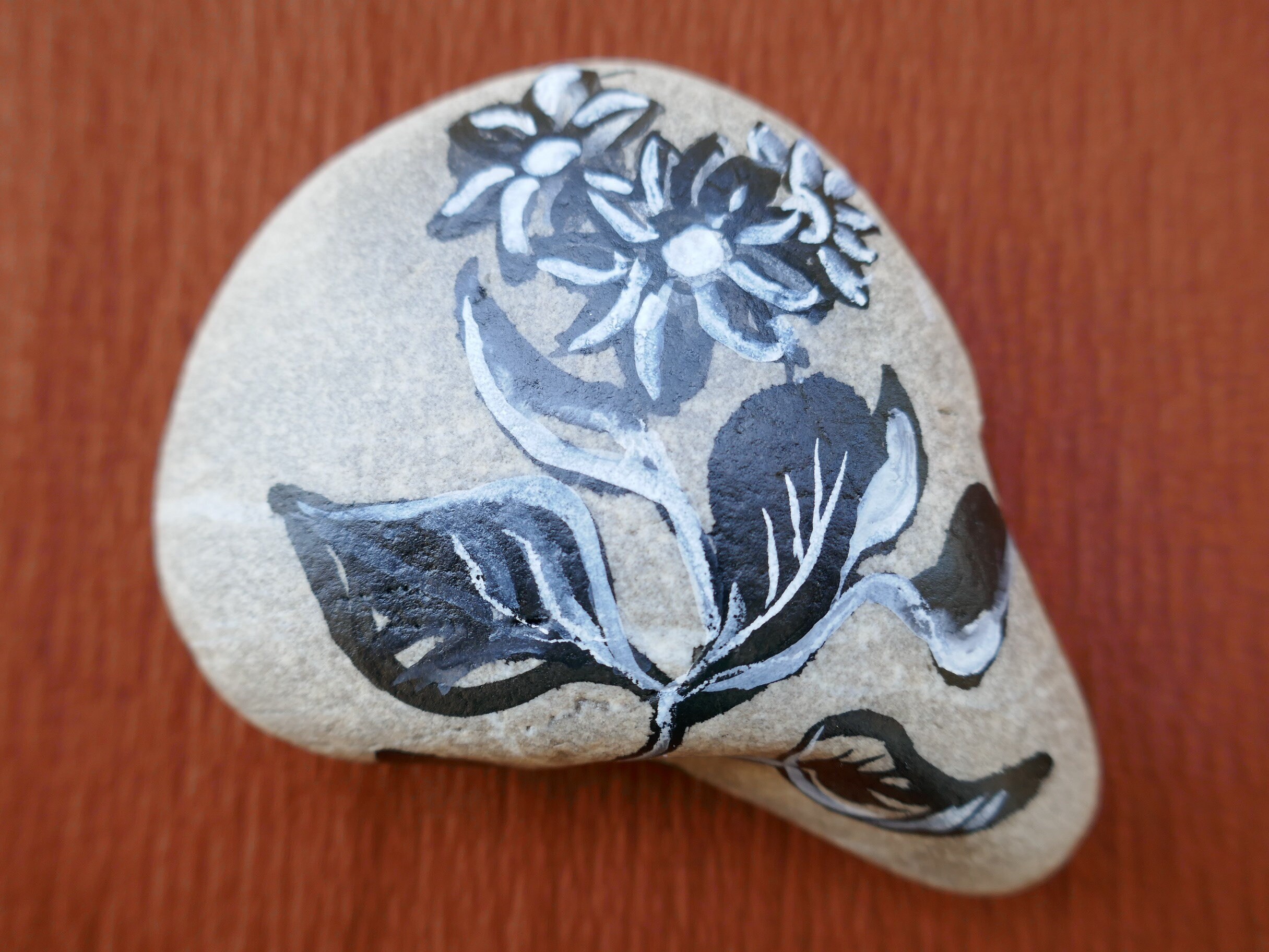 Painted Riverstone Flower Art Stone Painted on Back and - Etsy