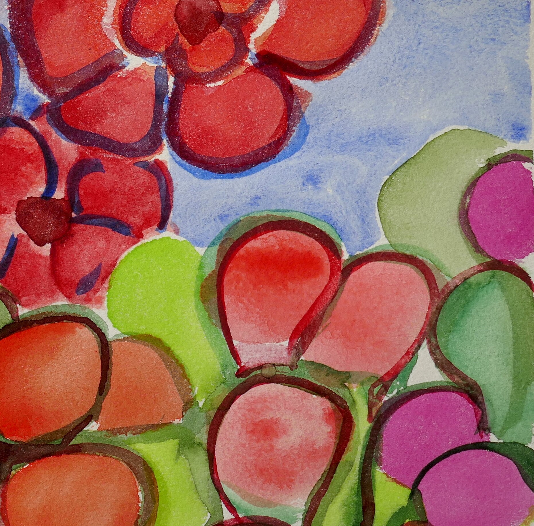 Watercolor Spring Has Sprung, Red Flowers, Abstract Painting - Etsy