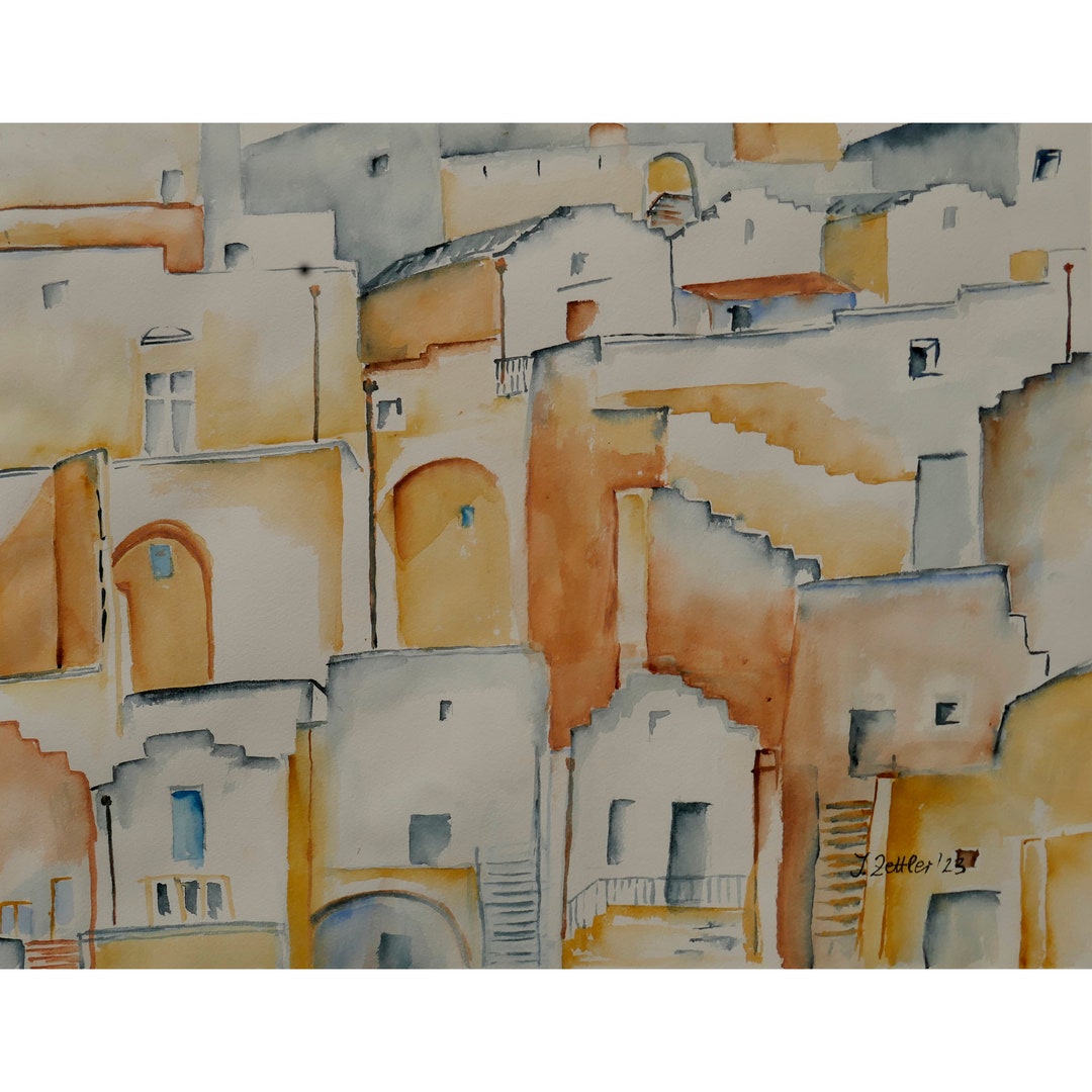 Original Watercolor Painting, Matera, Old City, Cave Dwellings, Sassi ...