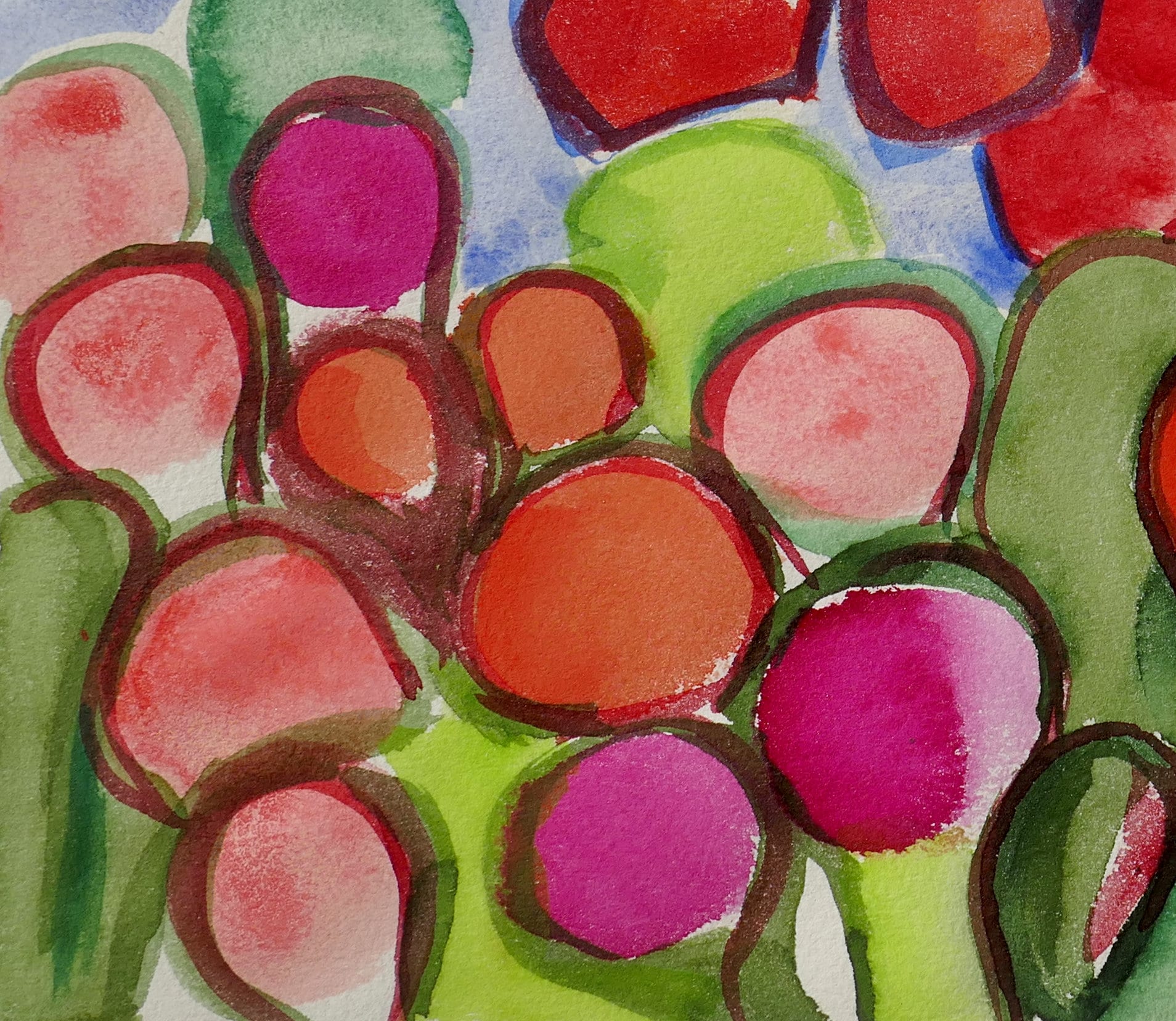 Watercolor Spring Has Sprung, Red Flowers, Abstract Painting - Etsy